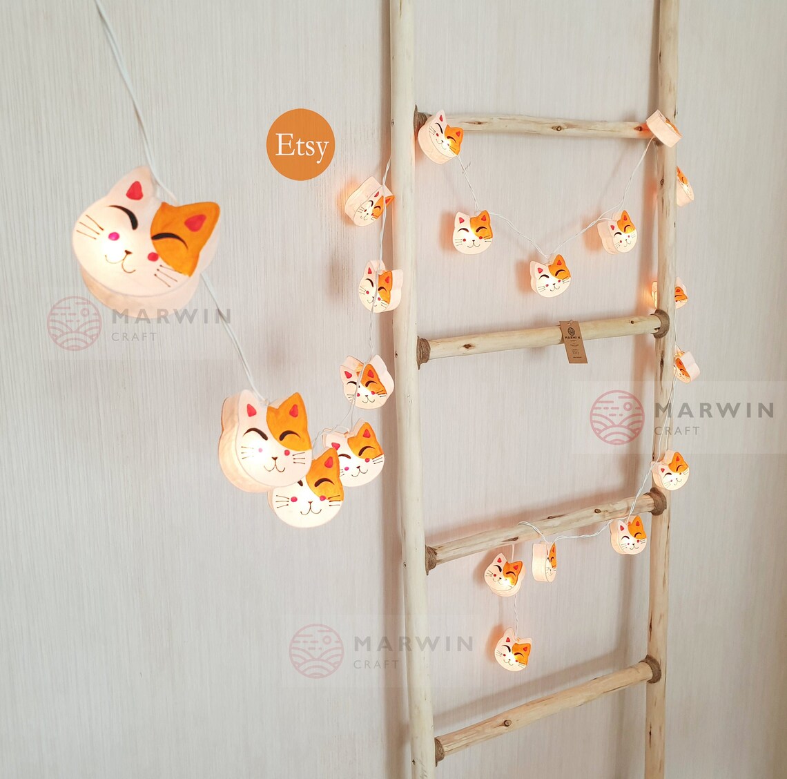 String Lights Charm Japanese Lucky Cat Fairy Lights Bedroom Home Decor ...