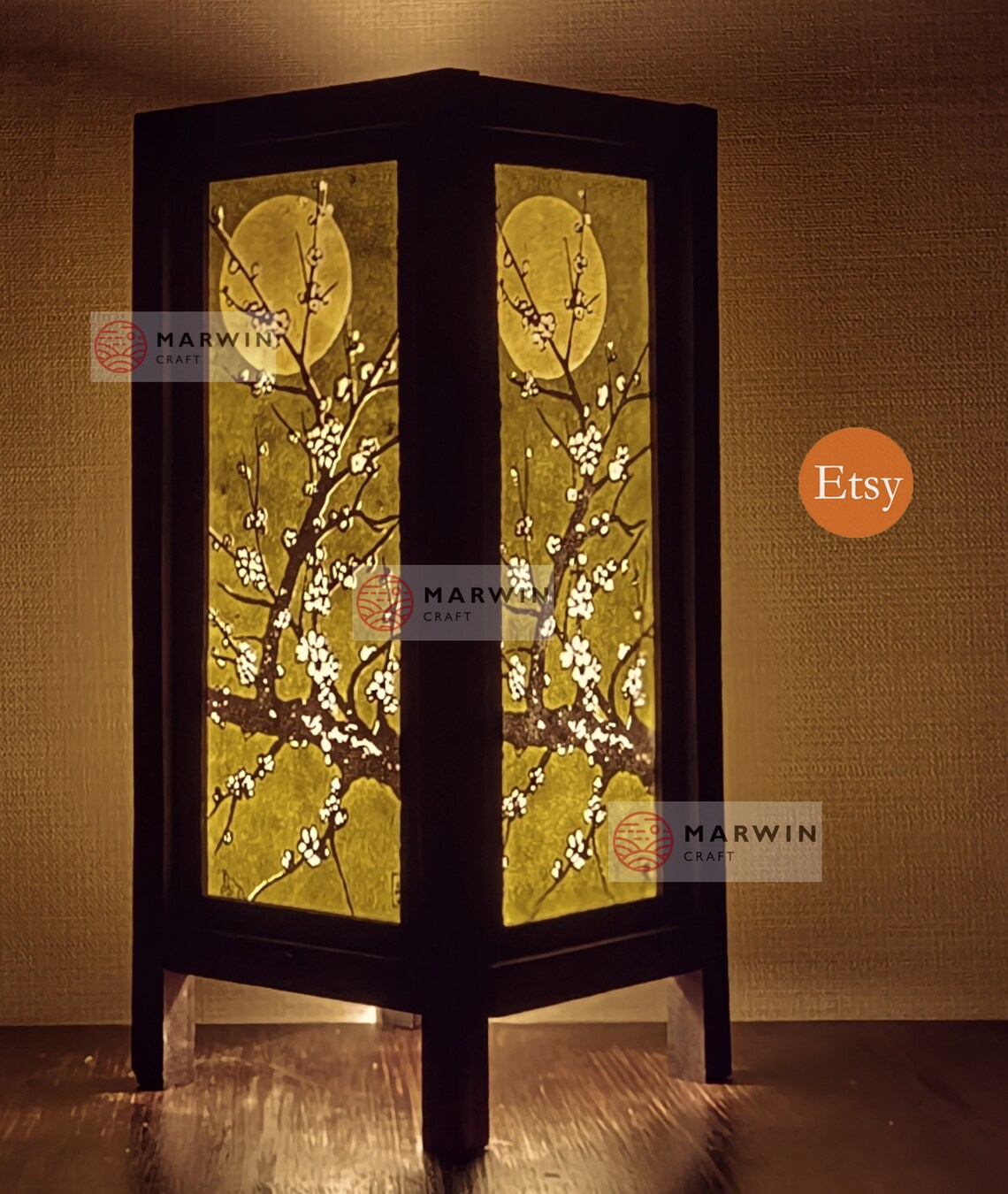 Asian Oriental Night Cherry Blossom Japanese White Sakura Lamp Zen ...