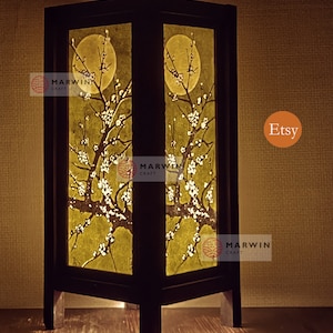 Asian Oriental Night Cherry Blossom Japanese White Sakura Lamp Zen ...