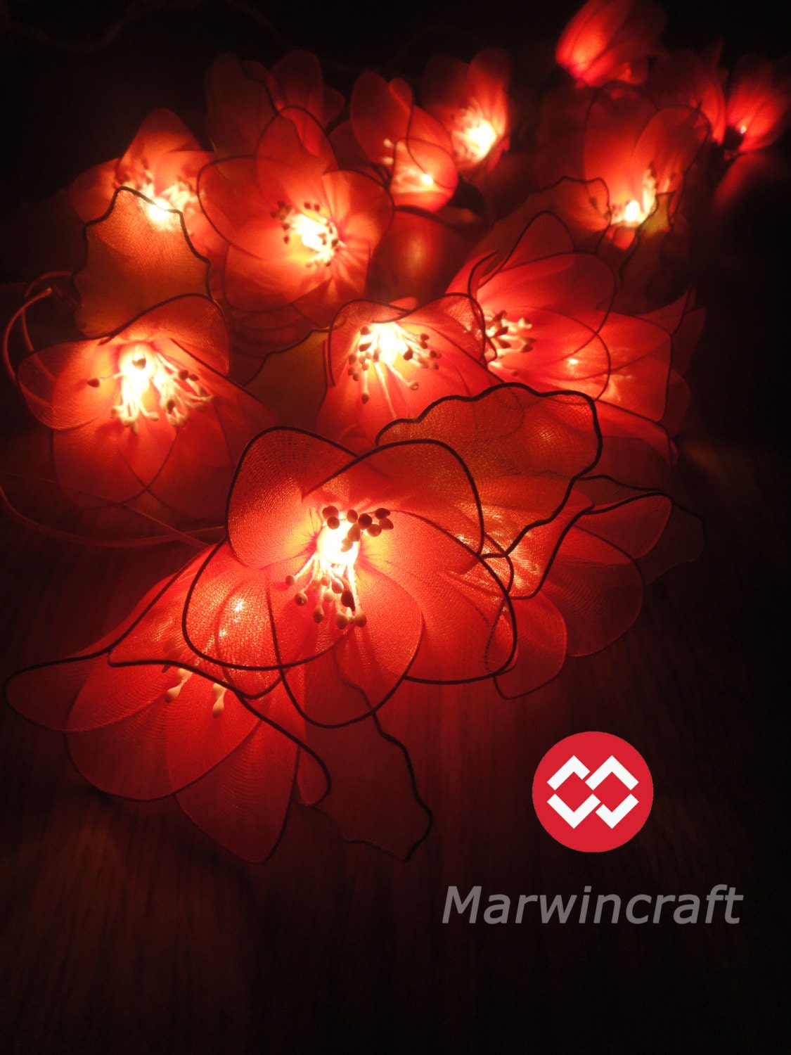 20 Red String Lights Rain Lilly Flower Fairy Lights Bedroom | Etsy