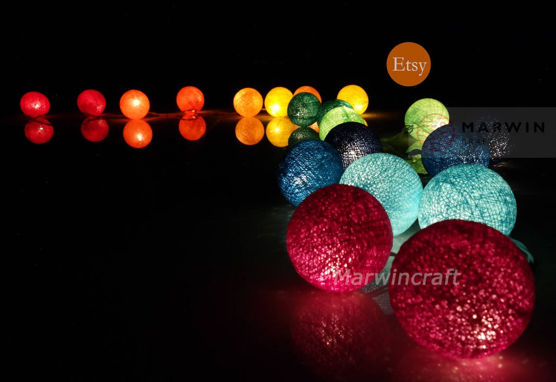 Rainbow Spectrum String Lights Cotton Balls Fairy Lights | Etsy