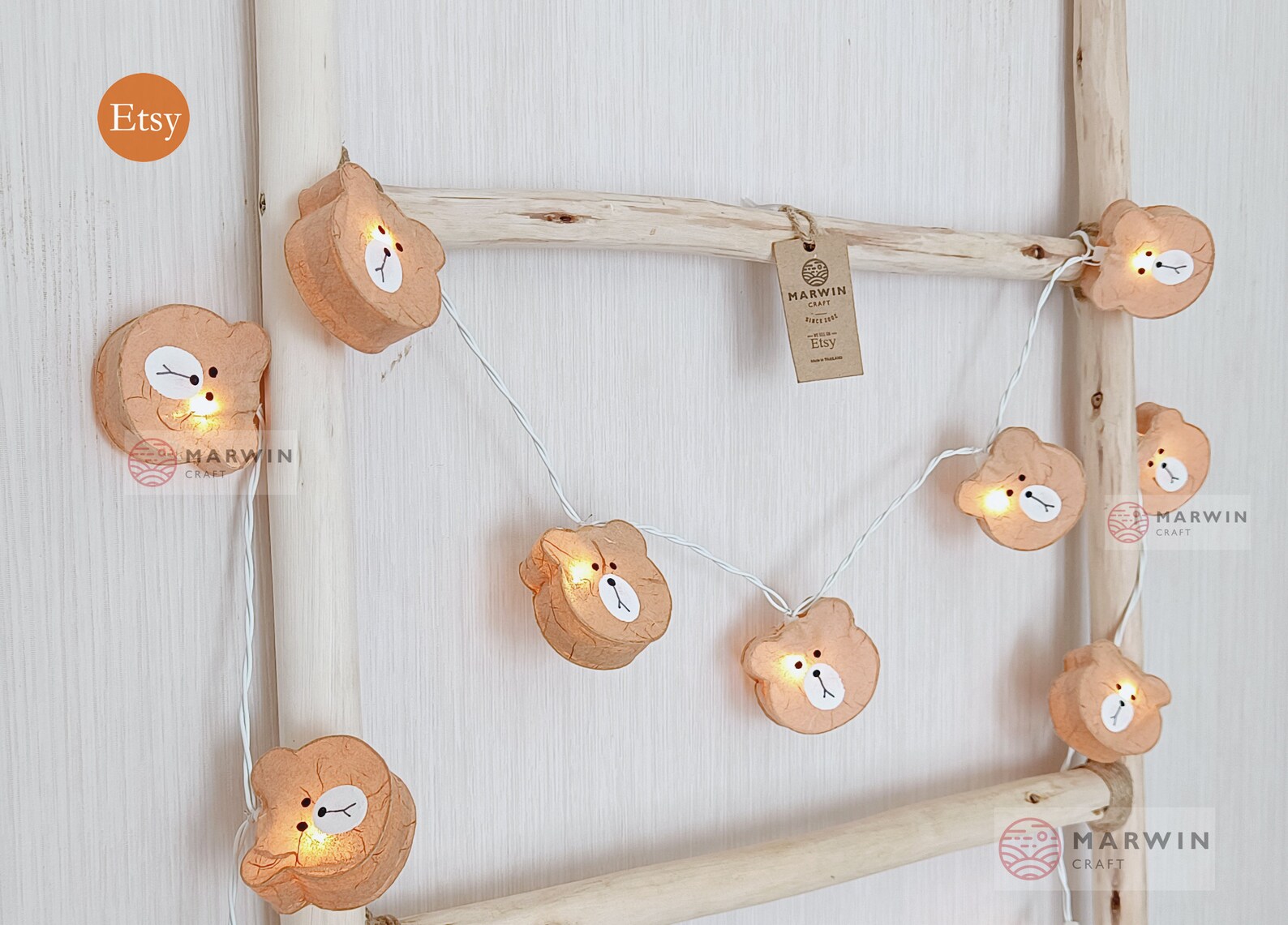 Paper String Lights Teddy Brown Bear Fairy Lights Bedroom Home - Etsy