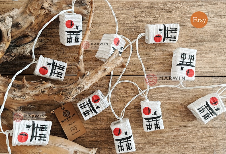 String Lights Torii Gate Sunset Crane Bird Japanese Paper - Etsy