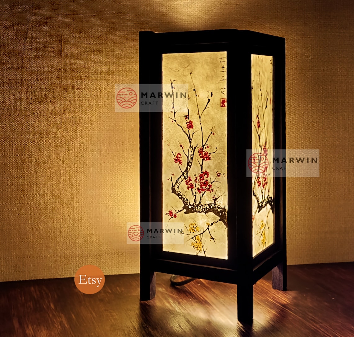 Asian Oriental Cherry Blossom Japanese Lamp Zen Bedside Lamp Floor ...