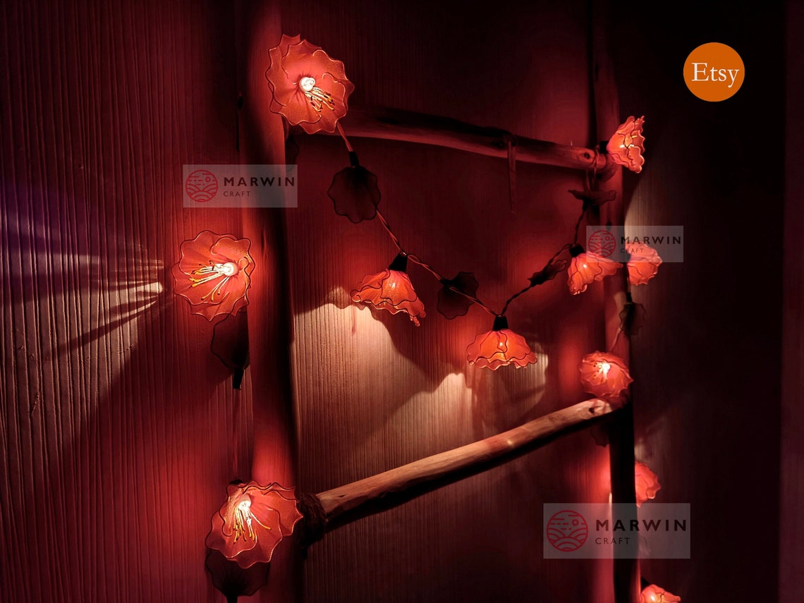 20 Orange String Lights Jasmine Flower Fairy Lights Bedroom - Etsy