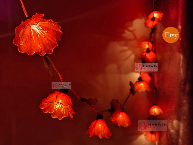 20 Orange String Lights Jasmine Flower Fairy Lights Bedroom Home Decor ...
