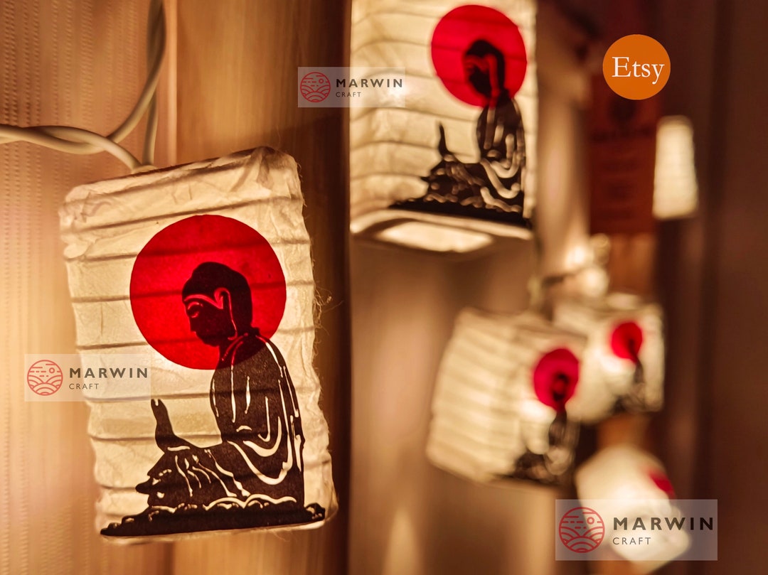 String Lights Sunset Great Buddha Japanese Paper Lantern Lamp Shade ...
