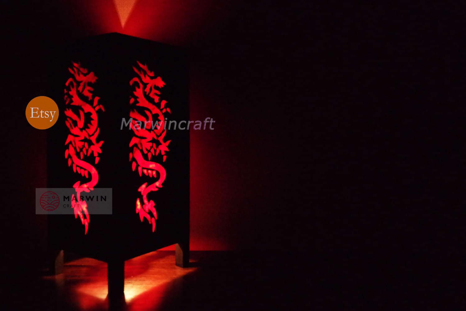 Asian Oriental Red Dragon Japanese Lamp Zen Bedside Lamp Floor - Etsy