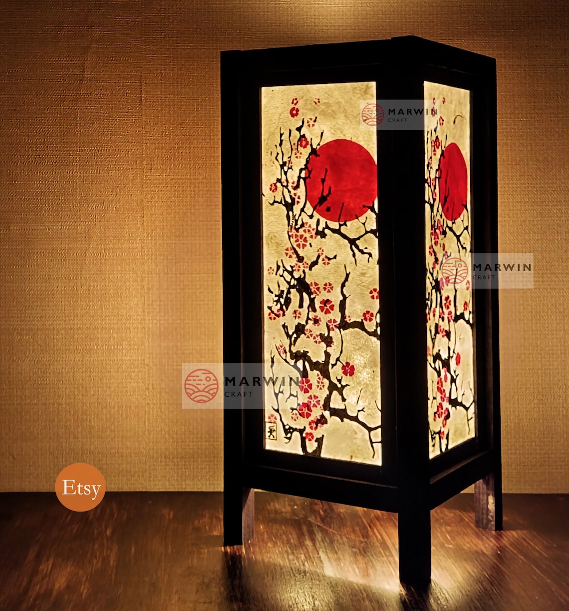 Asian Oriental Cherry Blossom Sakura Japanese Lamp Zen Bedside Lamp ...