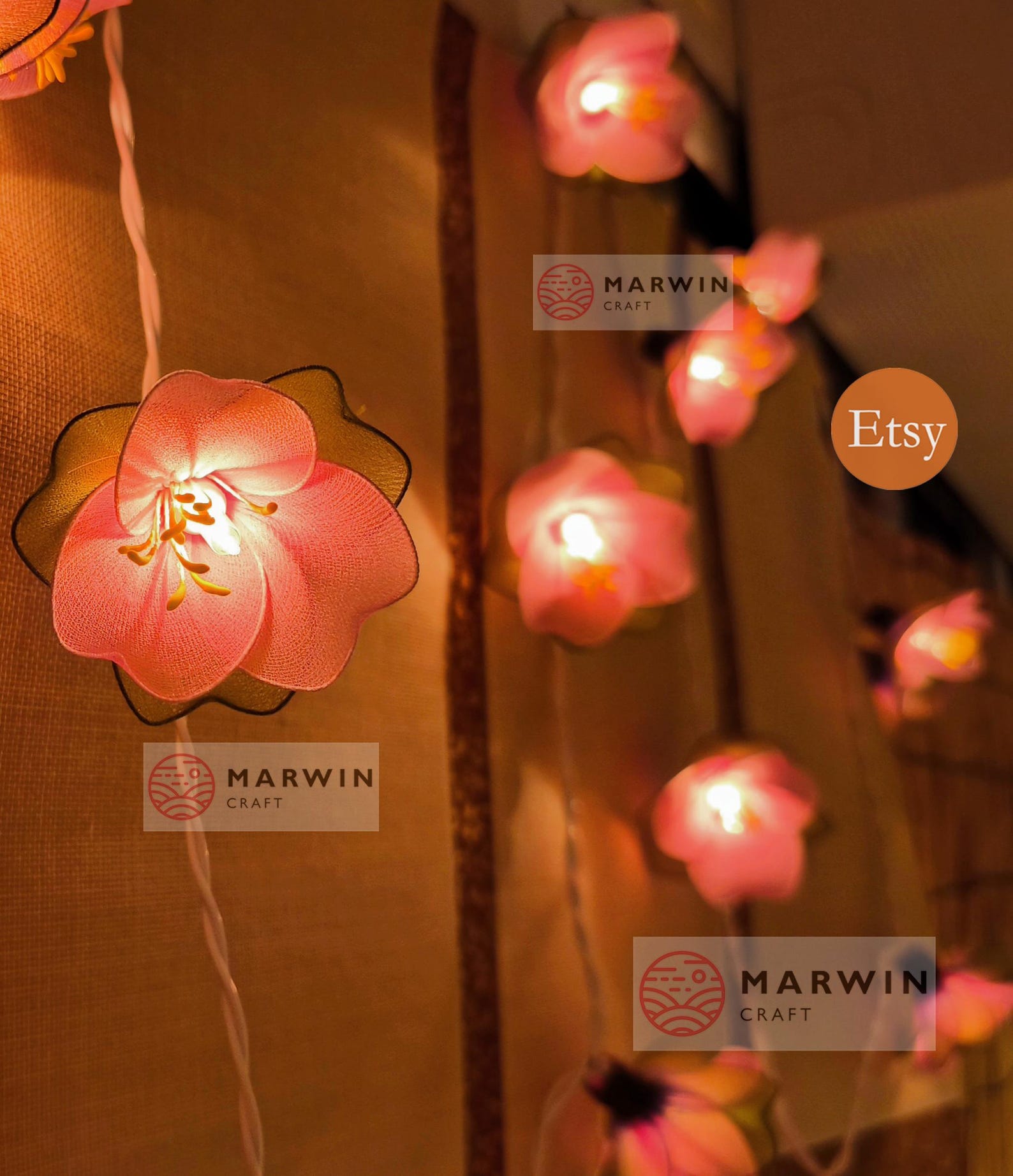 20 Pink Green String Lights Himalaya Flower Fairy Lights Bedroom Home ...