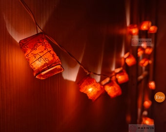Limited 4 Color of String Lights Japanese Golden Leaves Paper Lantern Fairy Lights Bedroom Home Decor Living Room Wall Hanging Lights Dorm Etsy Ireland