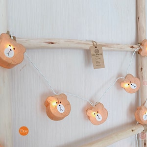 Paper String Lights Teddy Brown Bear Fairy Lights Bedroom Home | Etsy