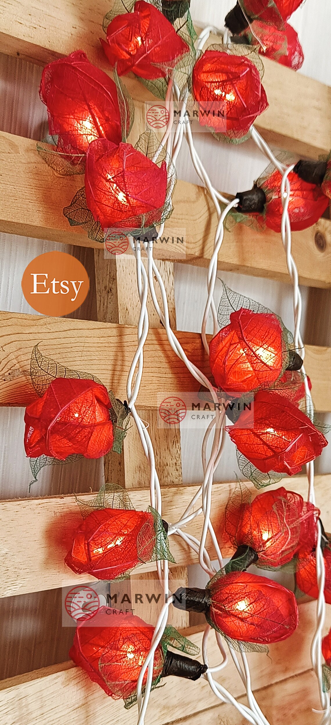 35 Red String Lights Rose Flower Fairy Lights Bedroom Home - Etsy