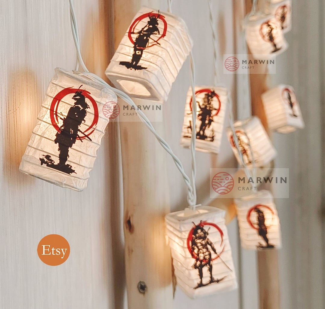 String Lights Armored Samurai Warrior Art Traditional Japanese Paper ...