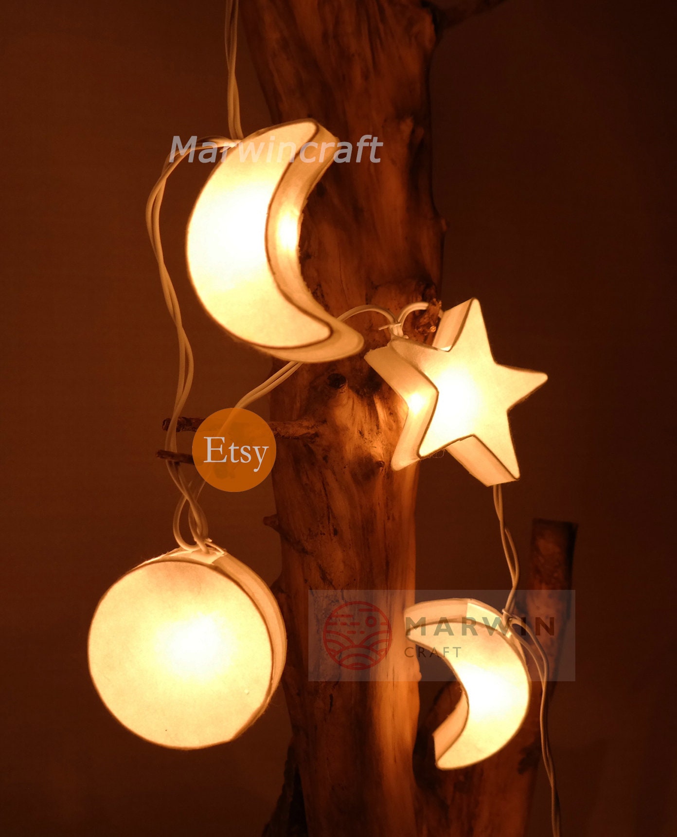 White String Lights Star Moon Paper Fairy Lights Bedroom Home - Etsy