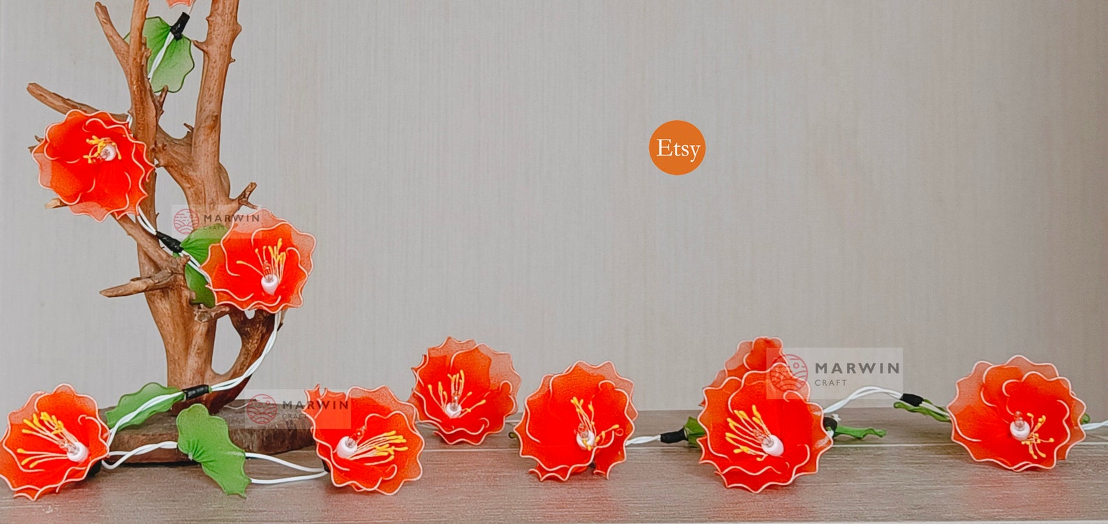 20 Orange String Lights Jasmine Flower Fairy Lights Bedroom - Etsy