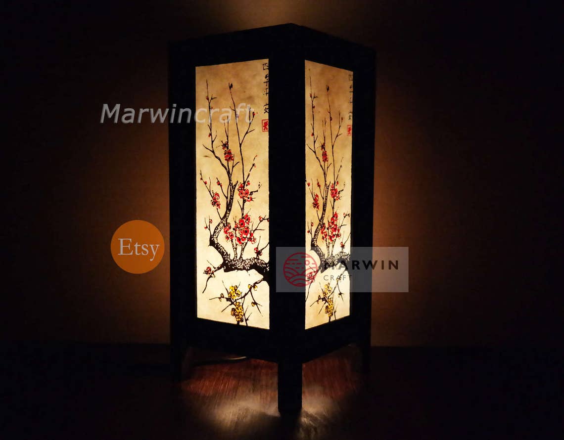 Asian Oriental Cherry Blossom Japanese Lamp Zen Bedside Lamp - Etsy