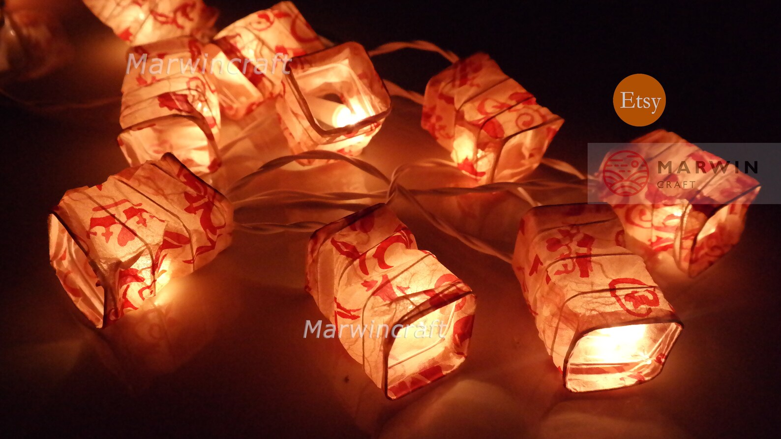 Yellow or Pink String Lights Japanese Paper Lantern Fairy - Etsy