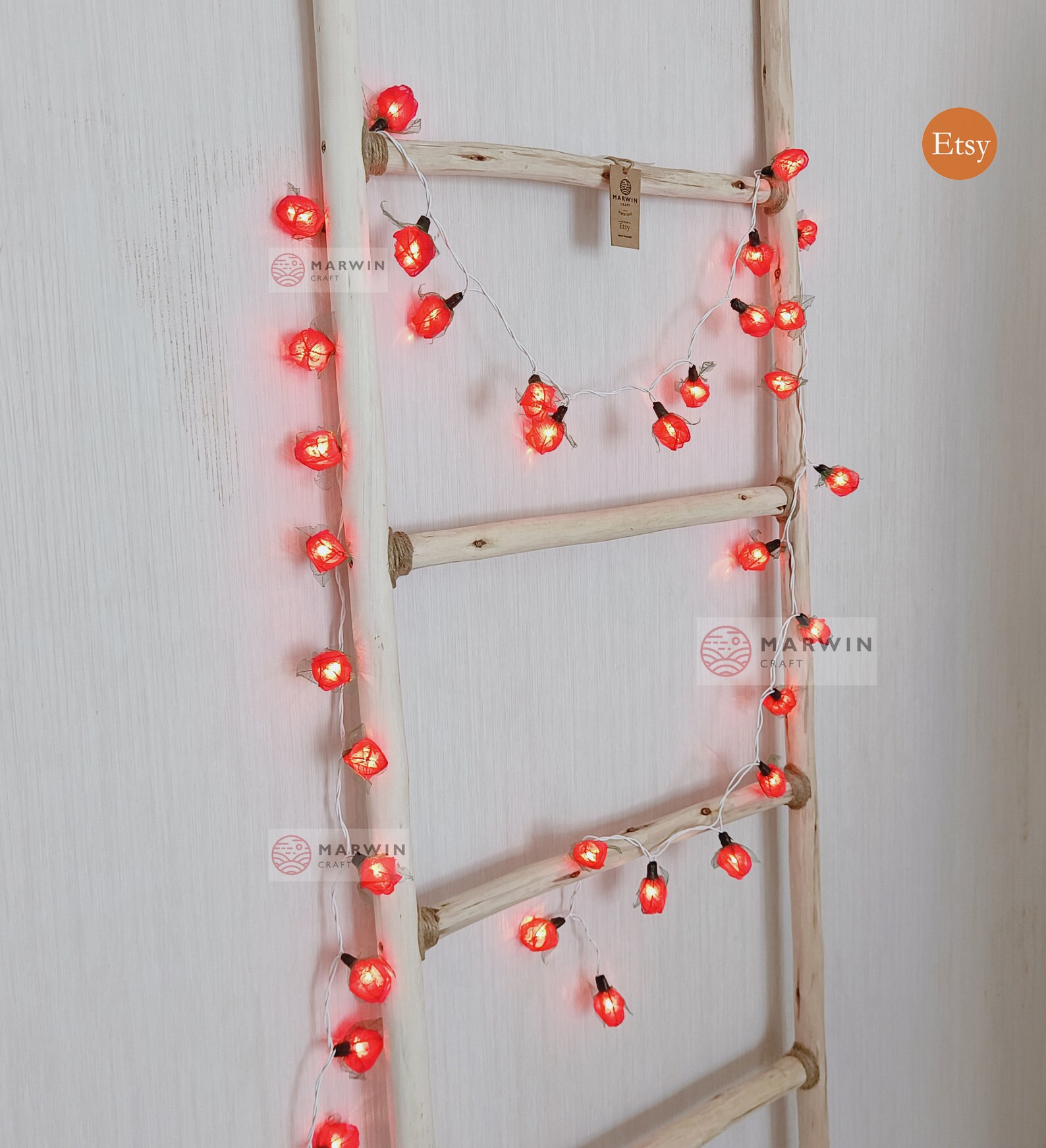 35 Red String Lights Rose Flower Fairy Lights Bedroom Home | Etsy