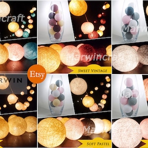 45 Colour Options String Lights Cotton Balls Fairy Lights Bedroom Home ...