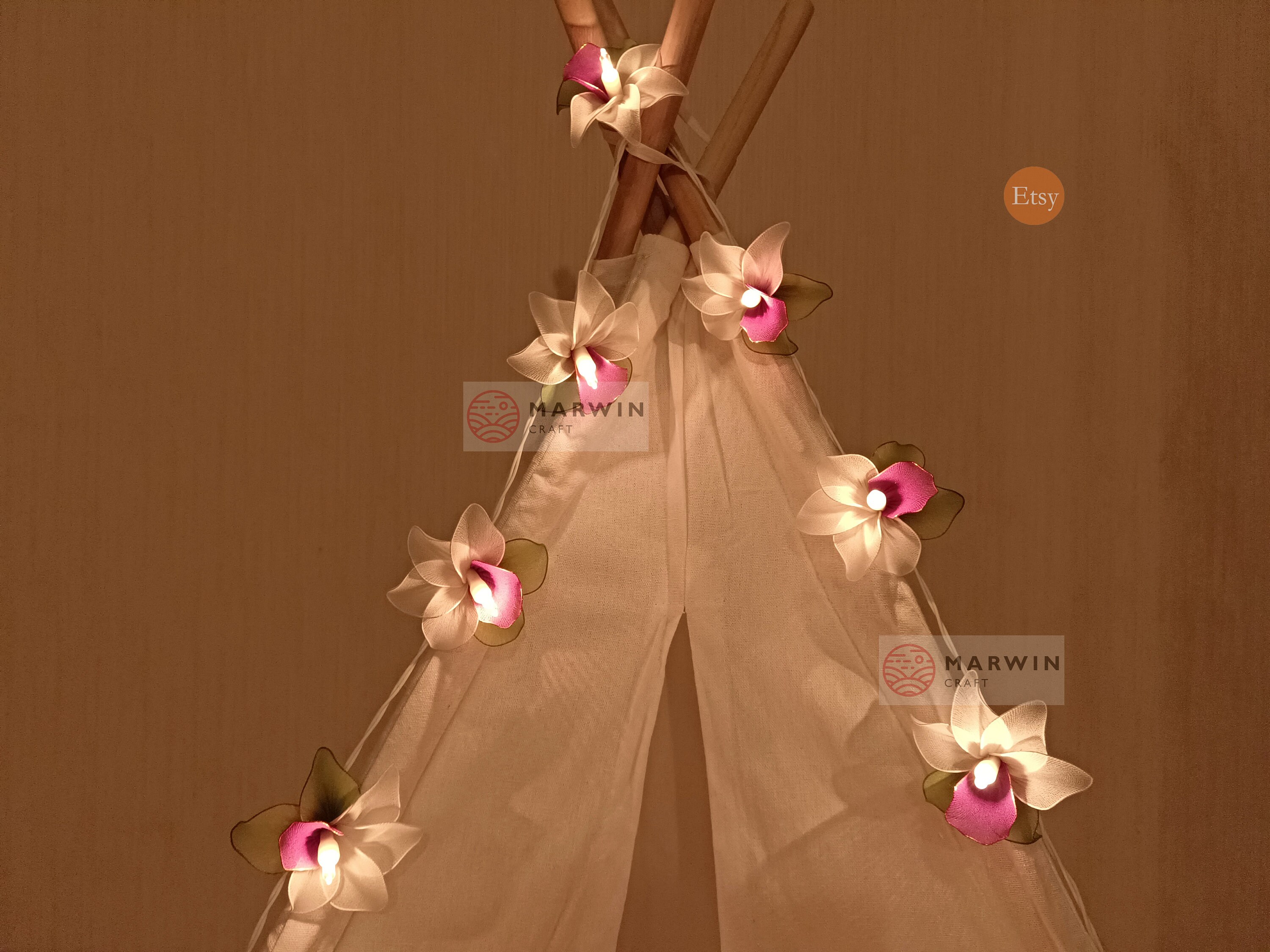 20 White String Lights Orchid Flower Fairy Lights Bedroom Home Decor ...