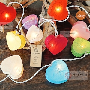 Mix Colorful Paper String Lights Heart Fairy Lights Bedroom Home Decor ...