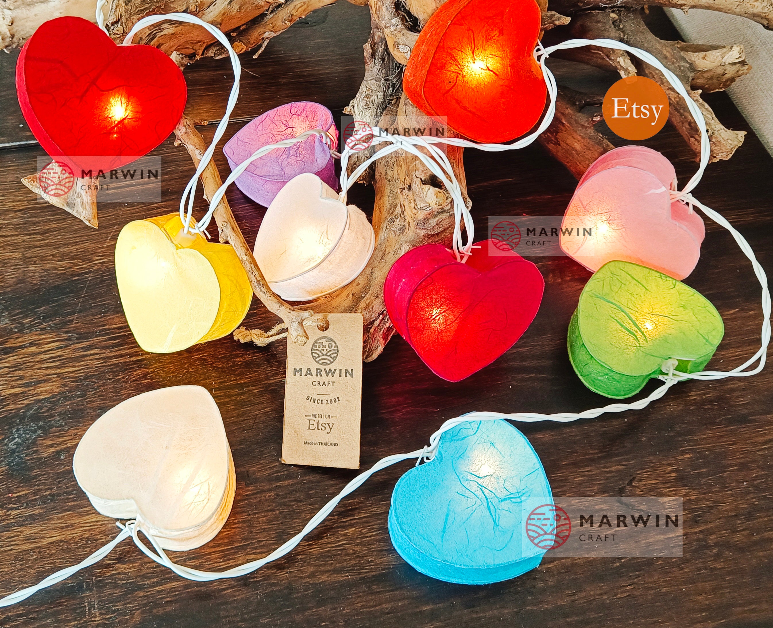 Mix Colorful Paper String Lights Heart Fairy Lights Handcrafted Bedroom ...