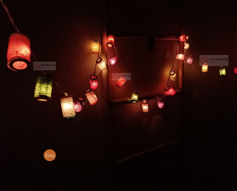 Circle Multi Colorful String Lights Japanese Paper Lantern - Etsy