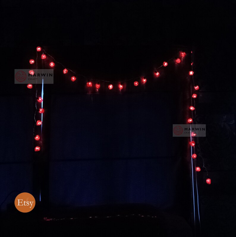 35 Red String Lights Rose Flower Fairy Lights Bedroom Home | Etsy