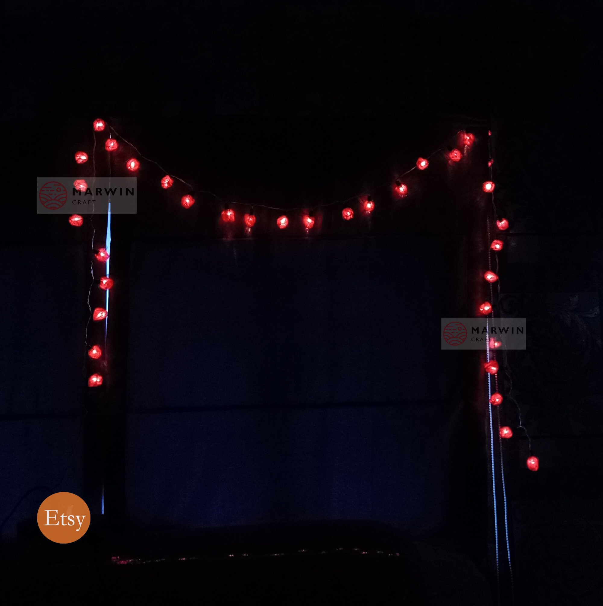 35 Red String Lights Rose Flower Fairy Lights Bedroom Home | Etsy