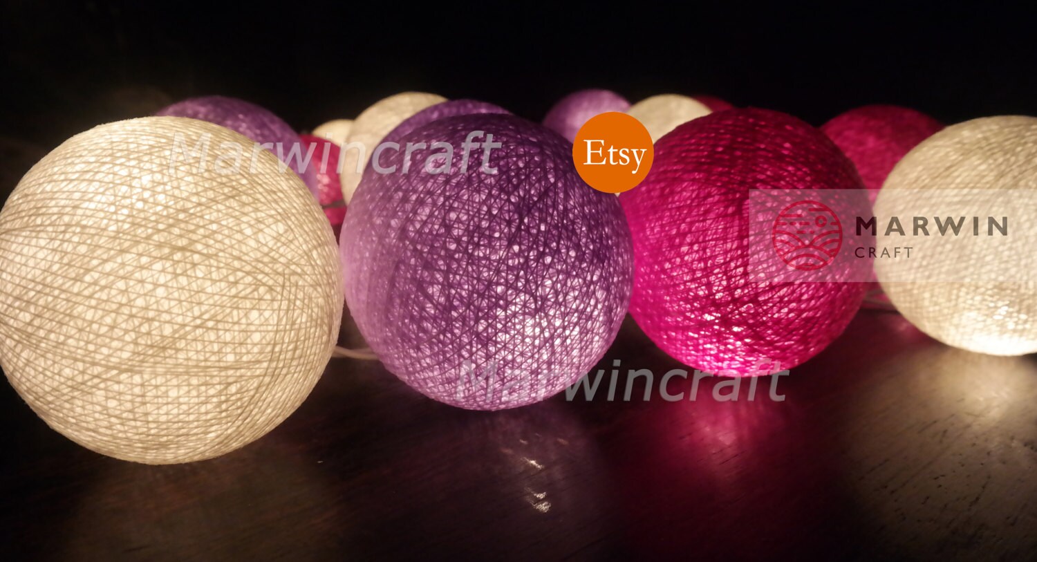 Violet Purple String Lights Cotton Balls Fairy Lights Bedroom - Etsy