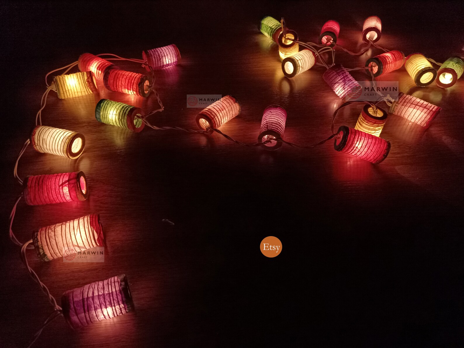 Circle Multi Colorful String Lights Japanese Paper Lantern - Etsy