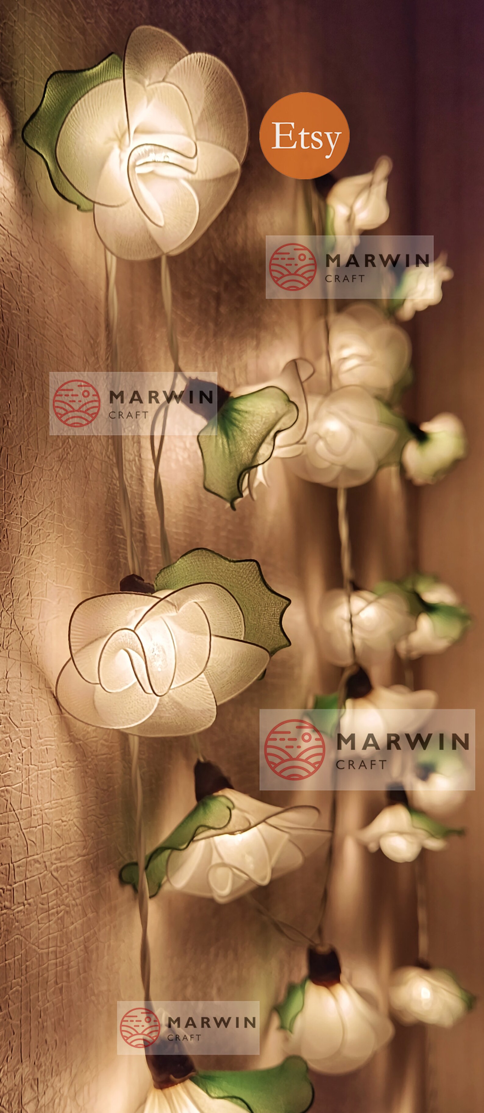 20 White String Lights Rose Flower Fairy Lights Bedroom Home Decor ...
