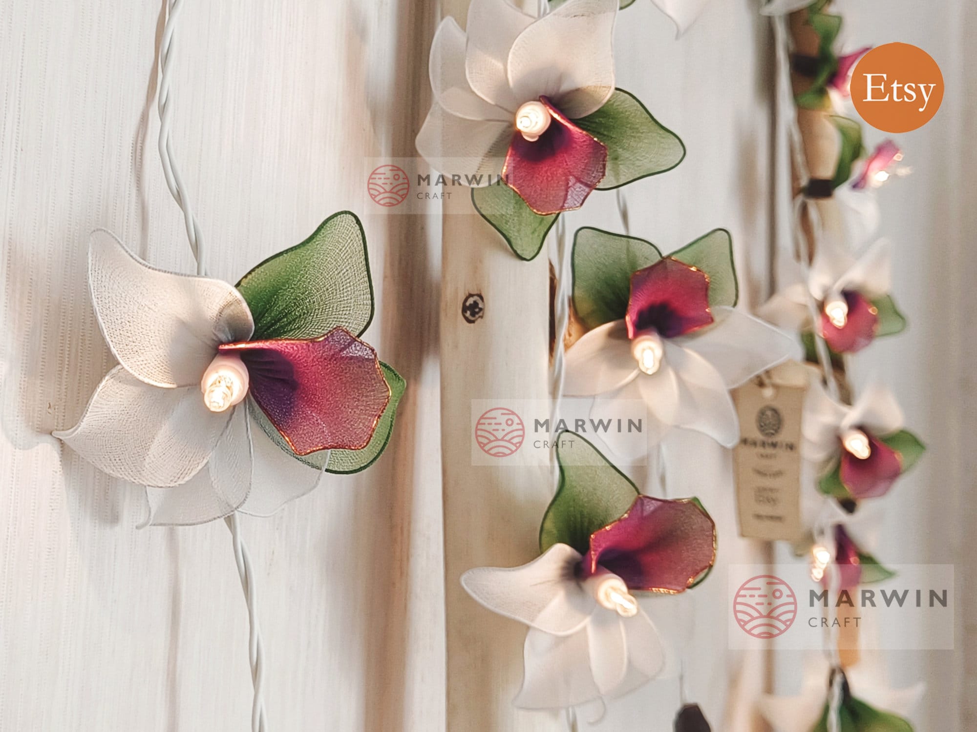 20 White String Lights Orchid Flower Fairy Lights Bedroom Home Decor ...