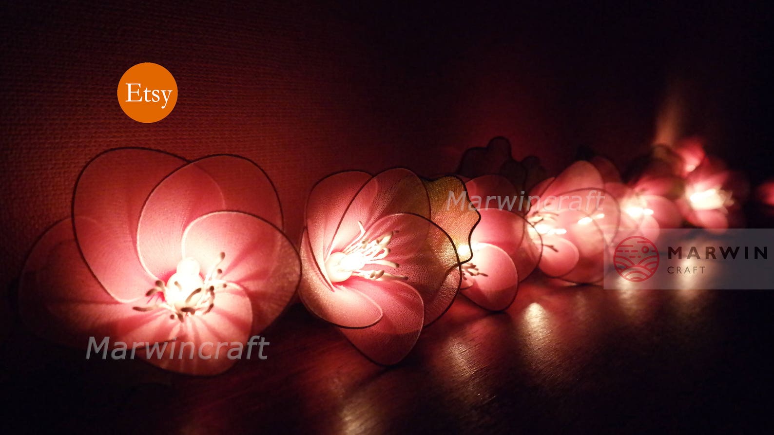 20 Soft Pink String Lights Rain Lilly Flower Fairy Lights - Etsy