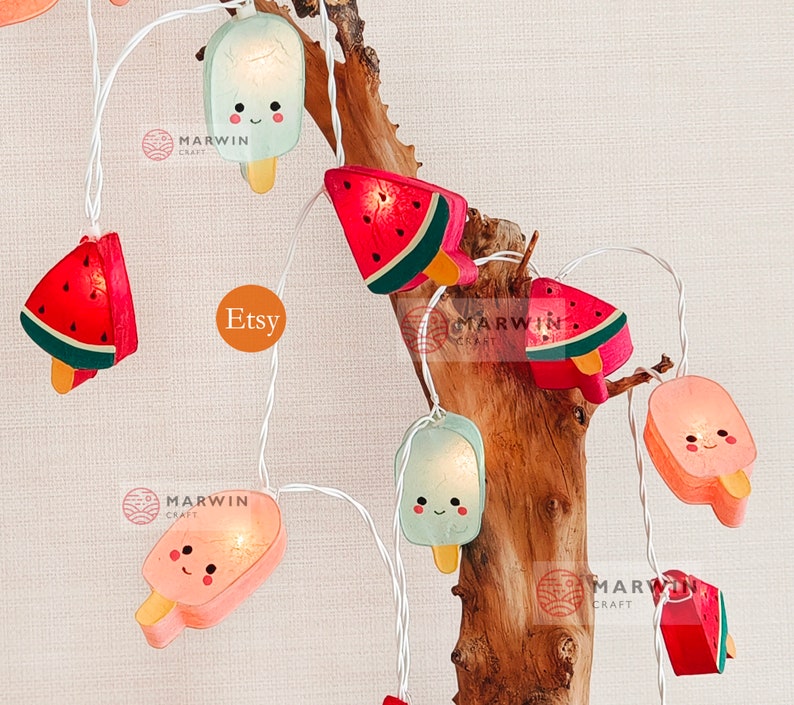 String Lights Baby Ice Cream Watermelon Paper Fairy Lights Bedroom Home ...