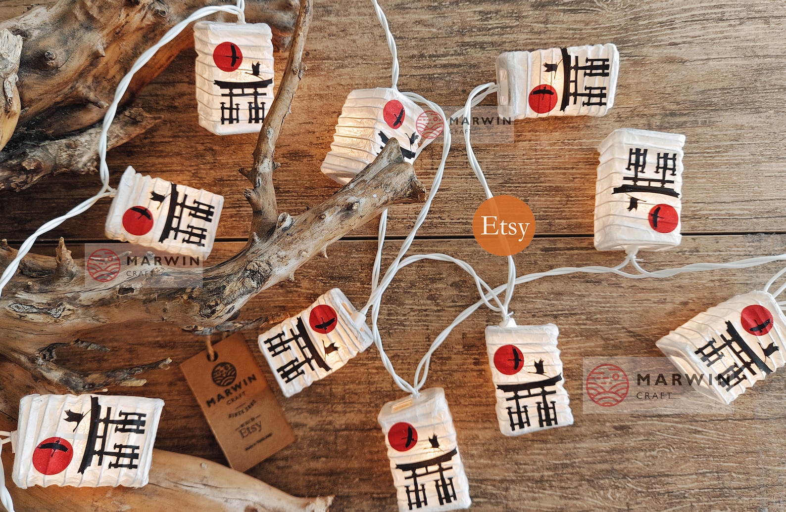 String Lights Torii Gate Sunset Crane Bird Japanese Paper - Etsy