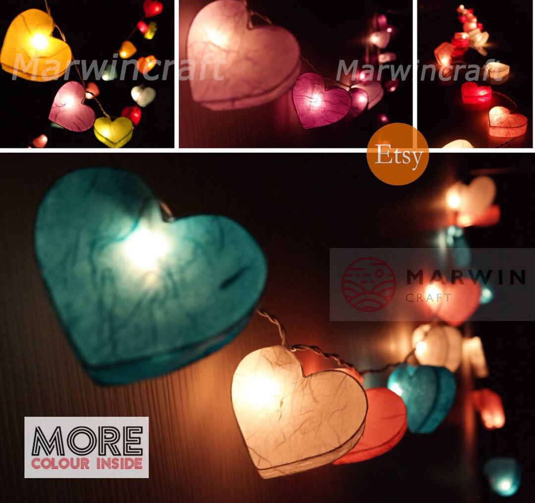 Selected Paper String Lights Heart Fairy Lights Bedroom Home Decor ...