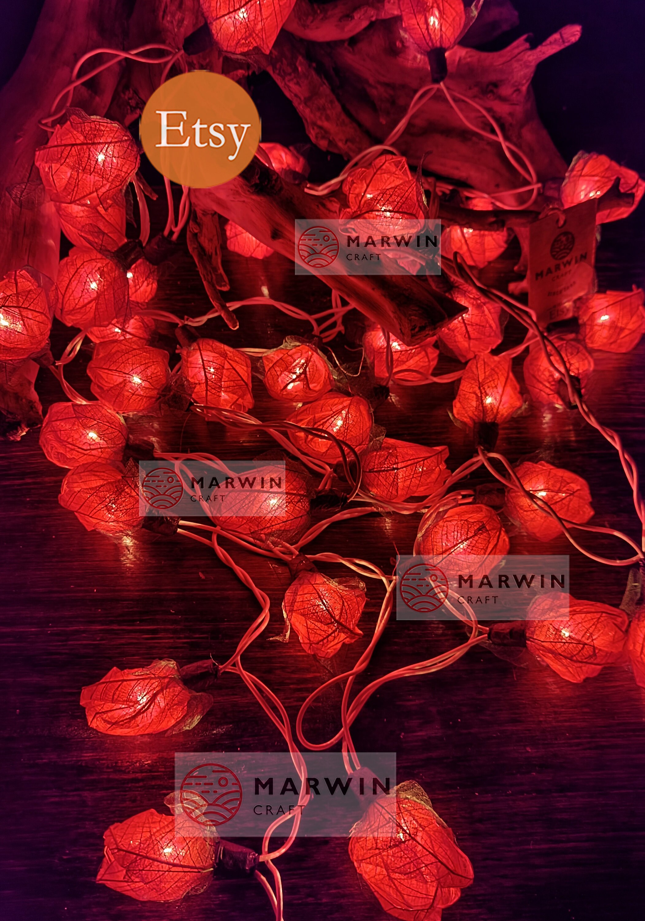 35 Red String Lights Rose Flower Fairy Lights Bedroom Home Decor Living ...