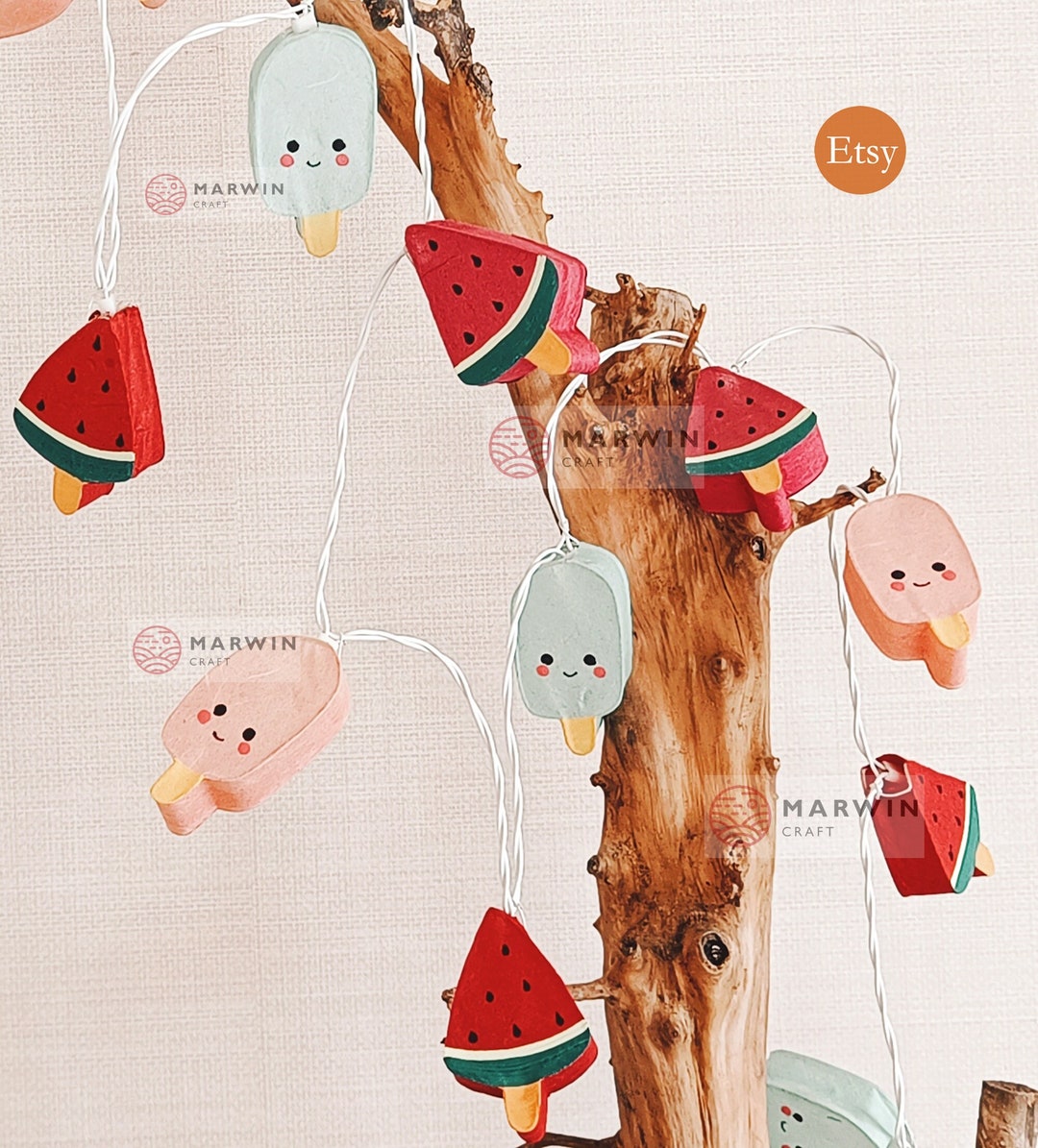 String Lights Baby Ice Cream Watermelon Paper Fairy Lights Bedroom Home ...