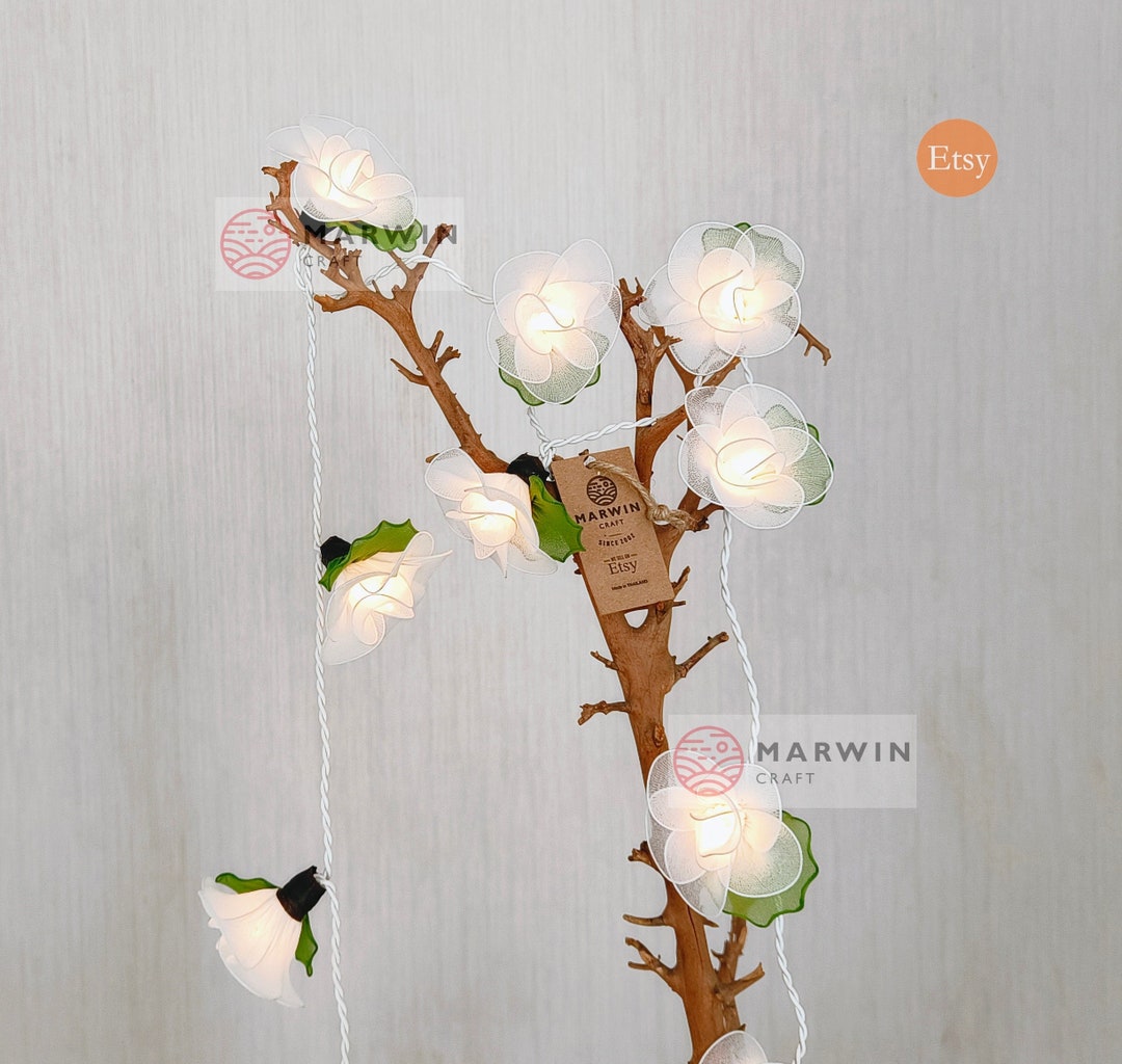 20 White String Lights Rose Flower Fairy Lights Bedroom Home - Etsy