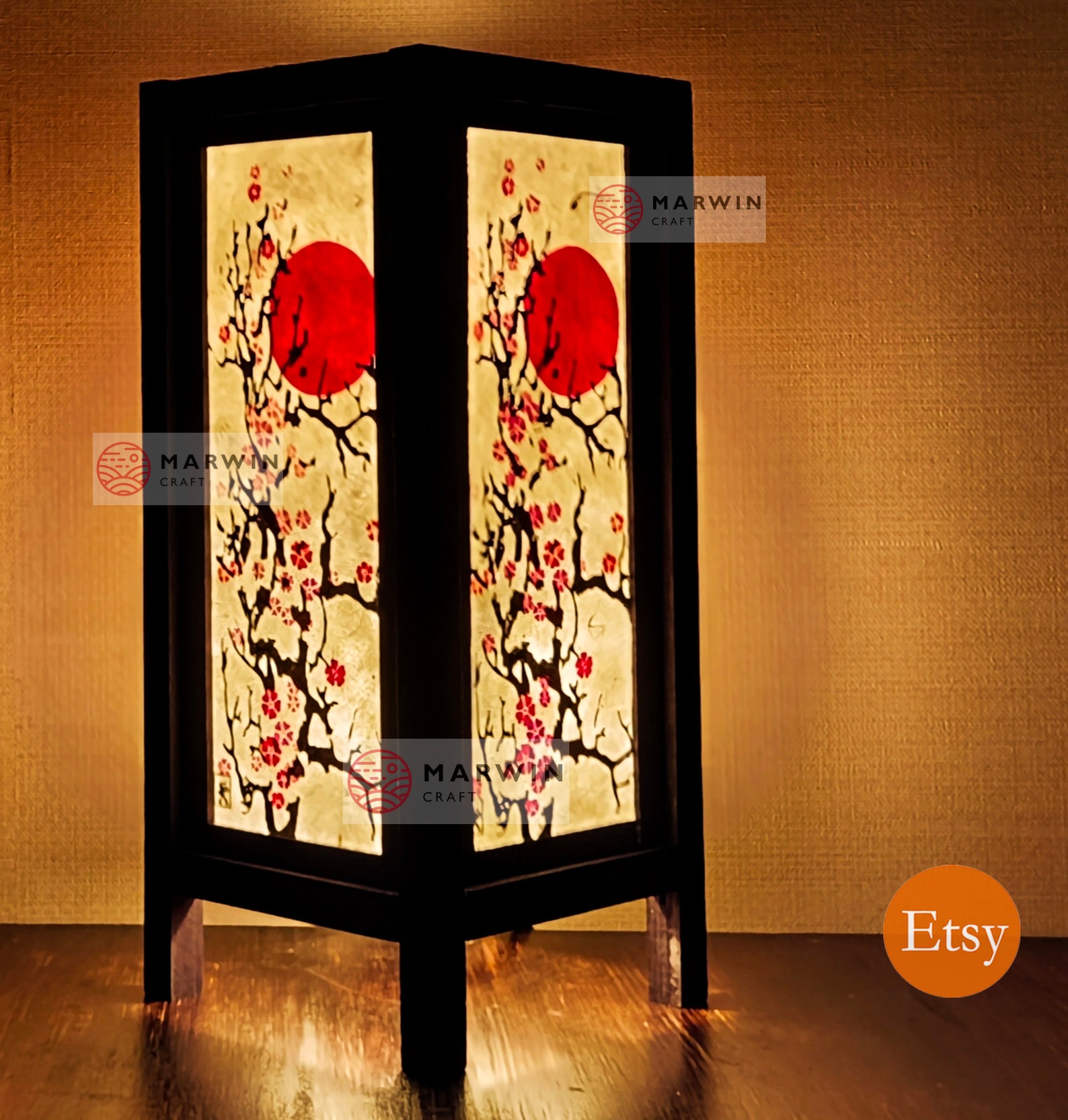 Asian Oriental Cherry Blossom Sakura Japanese Lamp Zen Bedside Lamp ...