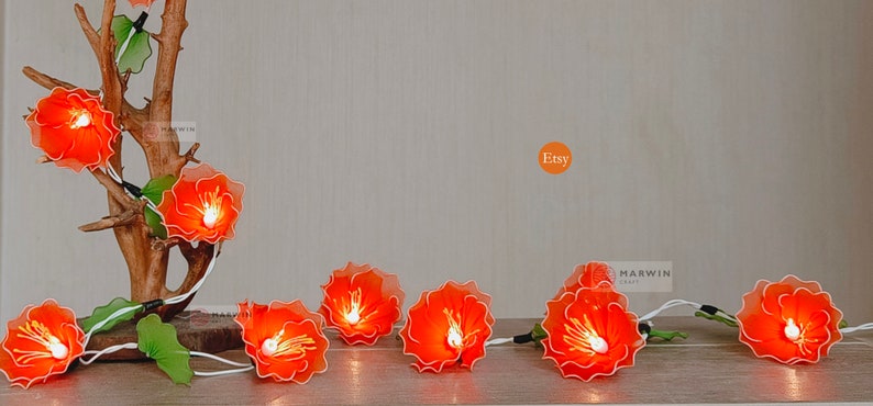 20 Orange String Lights Jasmine Flower Fairy Lights Bedroom - Etsy