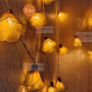 20 Yellow String Lights Rain Lilly Flower Fairy Lights Bedroom Home ...