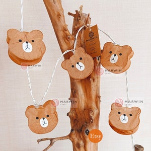 Paper String Lights Teddy Brown Bear Fairy Lights Bedroom Home Decor ...