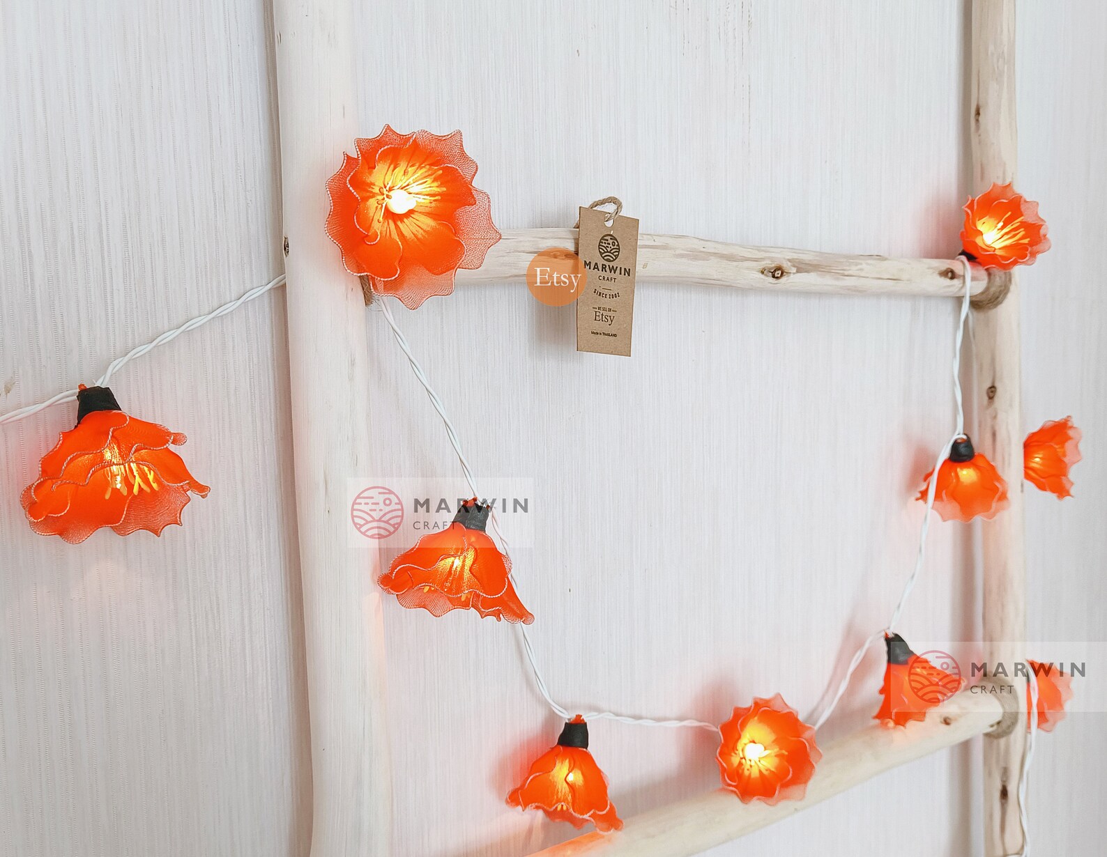 20 Orange String Lights Jasmine Flower Fairy Lights Bedroom - Etsy