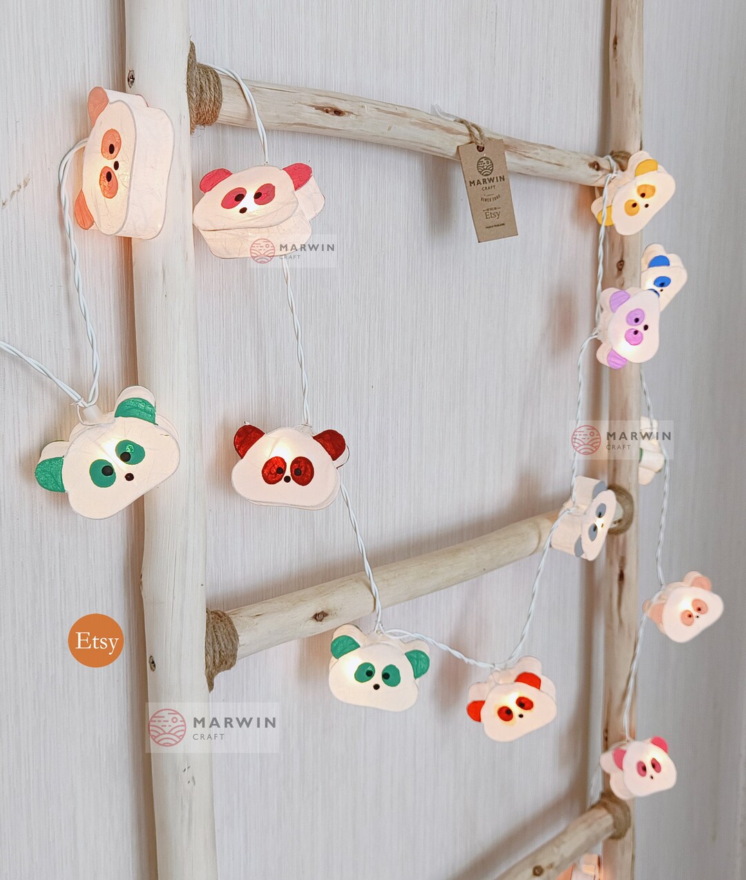 Paper String Lights Bear Panda Fairy Lights Bedroom Home Decor - Etsy