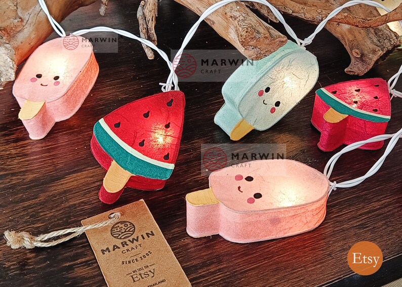String Lights Baby Ice Cream Watermelon Paper Fairy Lights Bedroom Home ...