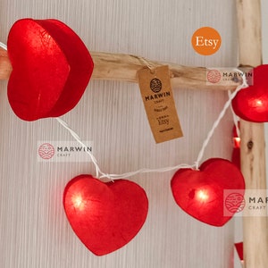 Red Paper String Lights Heart Fairy Lights Bedroom Home Decor Living ...
