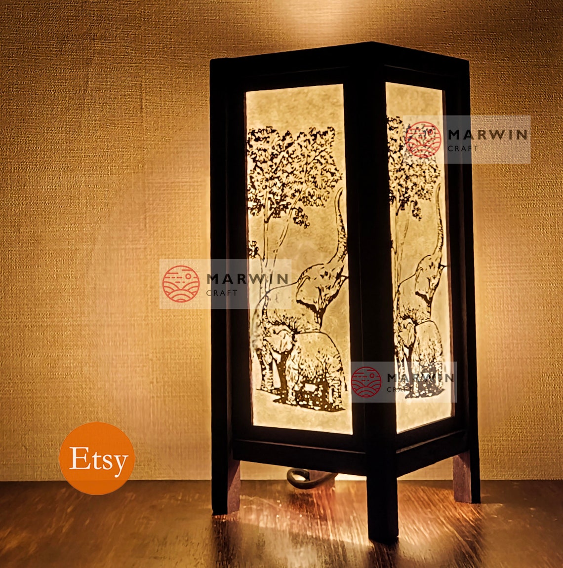 Asian Oriental Thai Elephant Japanese Lamp Zen Bedside Lamp Floor Table ...